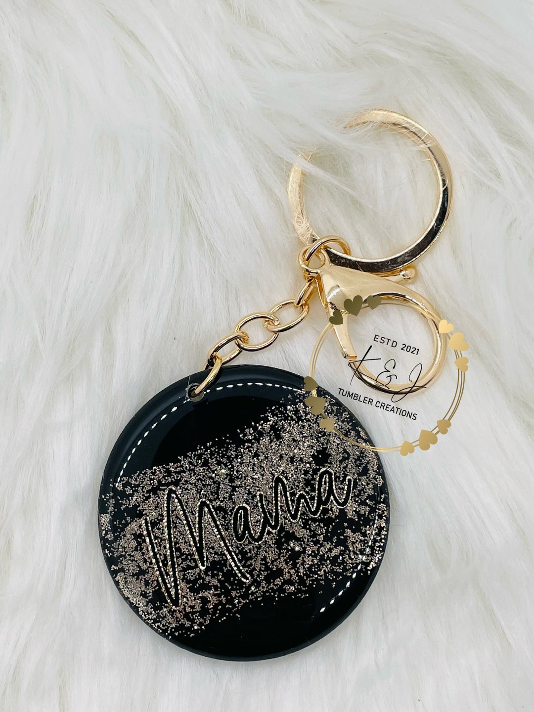 Mama Keychain, Black and Gold Keychain, Gifts for Mom, Gifts for Her ...