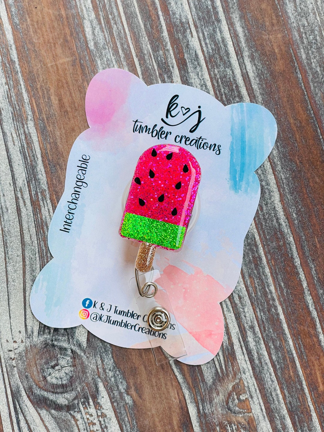 Watermelon Popsicle Badge Reel - Etsy