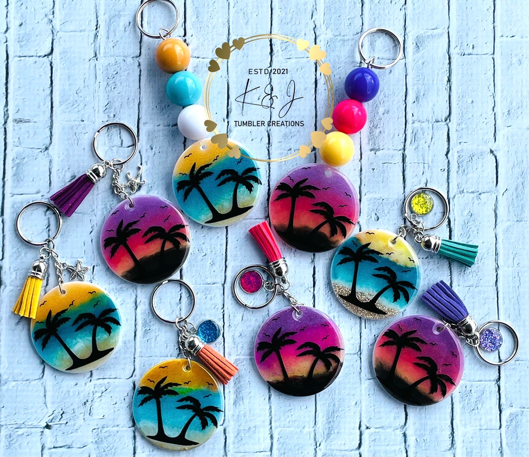 Beach Acrylic Keychain - Etsy
