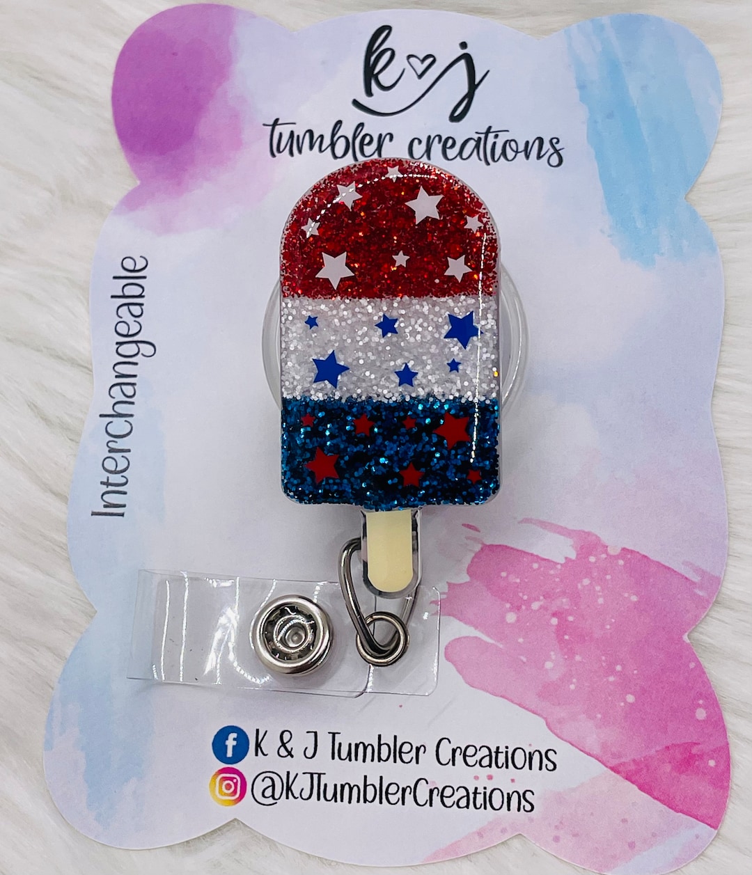 Patriotic Popsicle Badge Reel / 4th of July Badge Reel - Etsy