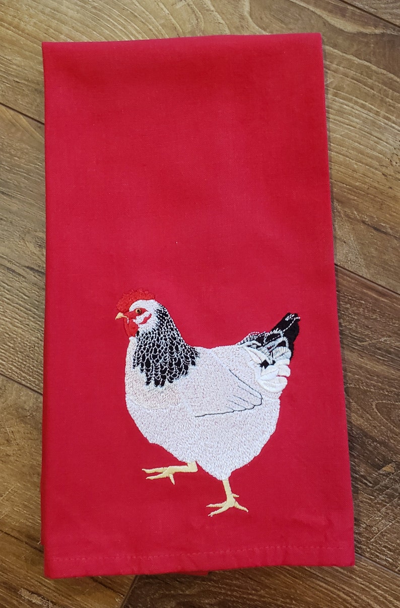 Hen Fluffy Chicken Kitchen Towel Cute Tea Towel Farmhouse Embroidered ...