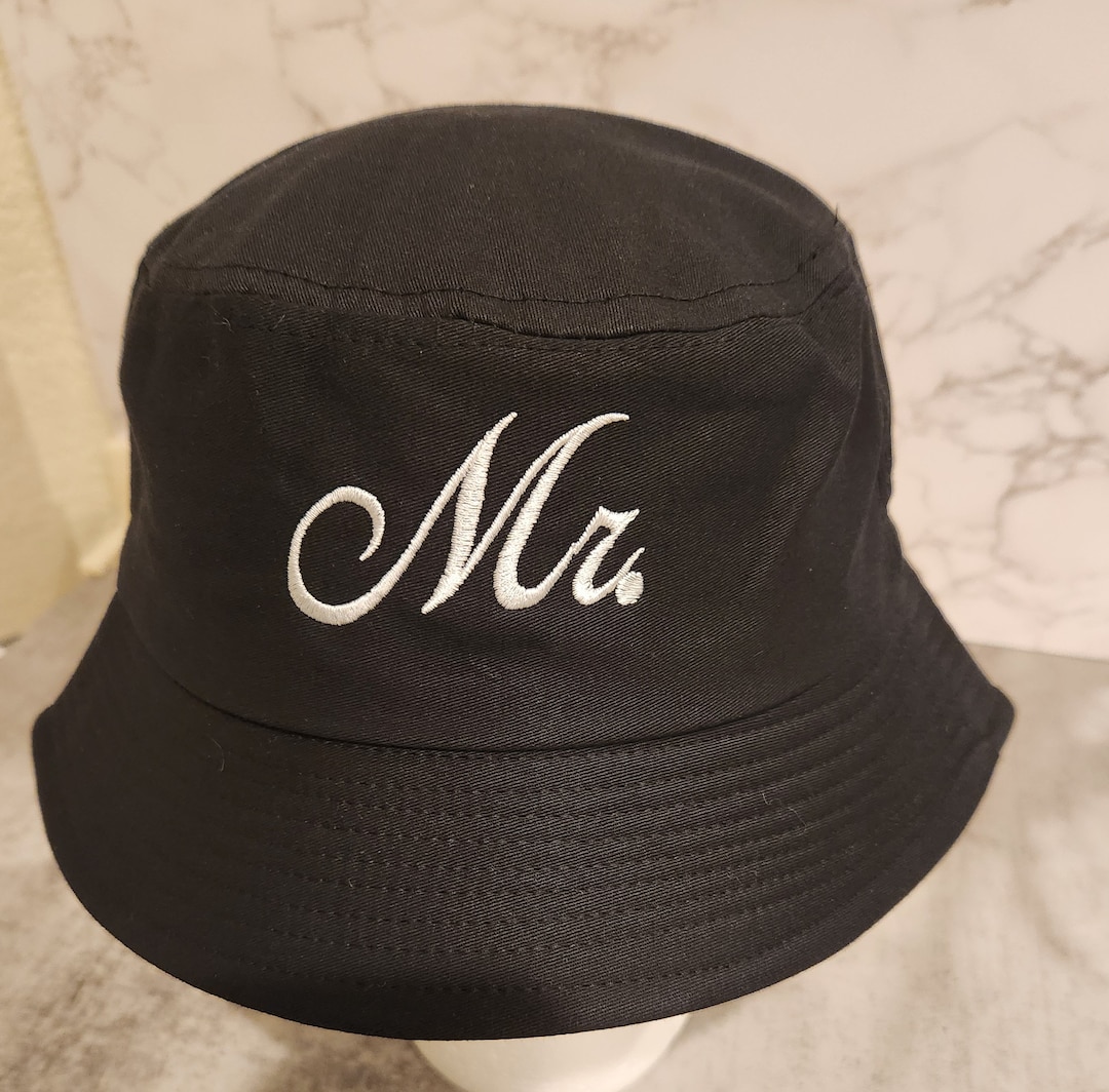 Bucket Hat Mr. Black Hat Trendy Embroidered Sun Cool Party Favor Beach ...