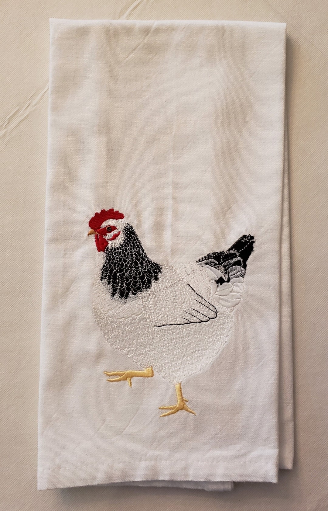 Hen Fluffy Chicken Kitchen Towel Cute Tea Towel Farmhouse Embroidered ...