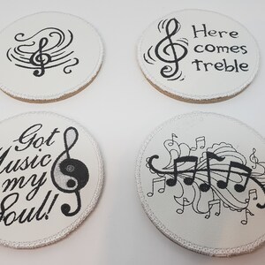 Coasters Music Notes 4 White Vinyl and Cork Black Medal - Etsy