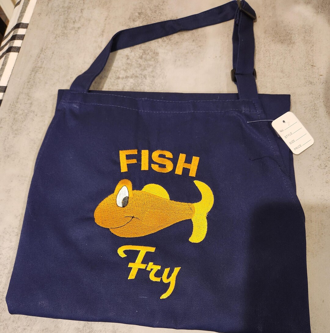 Apron for Dad Embroidered With A Fish and Fish Fry Adjustable Straps ...
