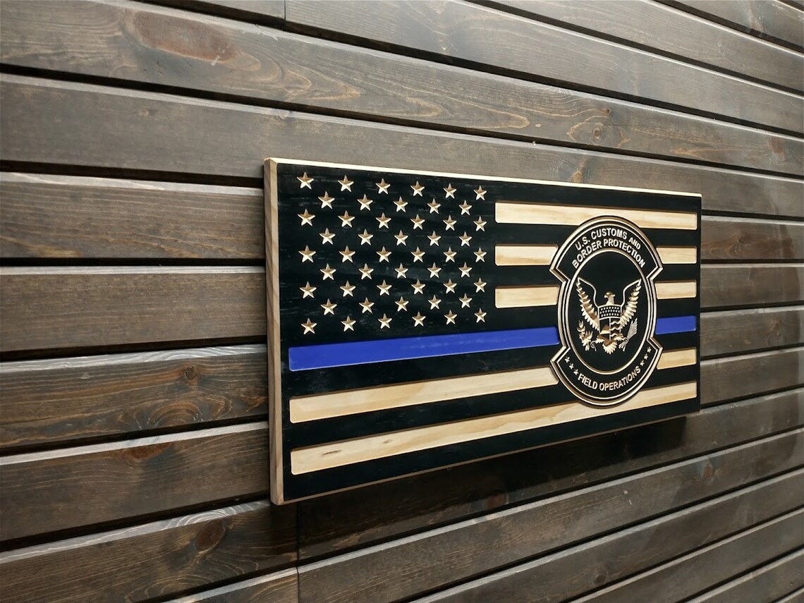 U.S. Customs and Border Protection Wood American Flag - Etsy