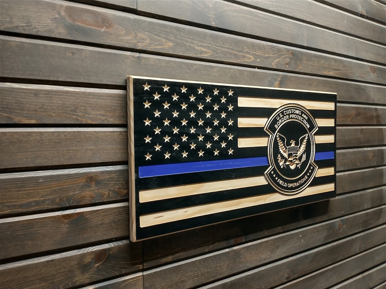 U.S. Customs and Border Protection Wood American Flag - Etsy