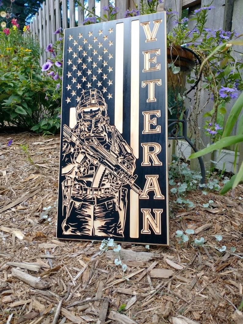 Veteran Wood American Flag - Etsy