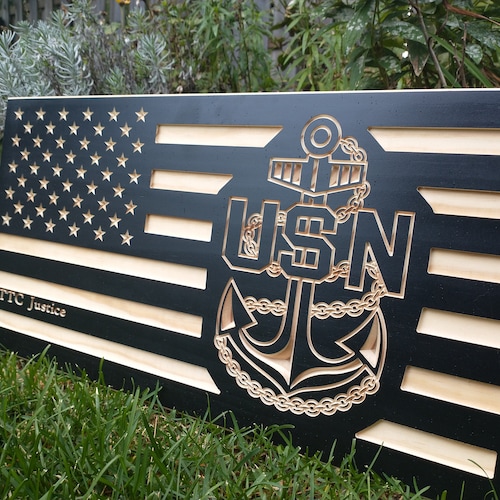 Rustic Navy American Flag Custom Made From Pine. official - Etsy