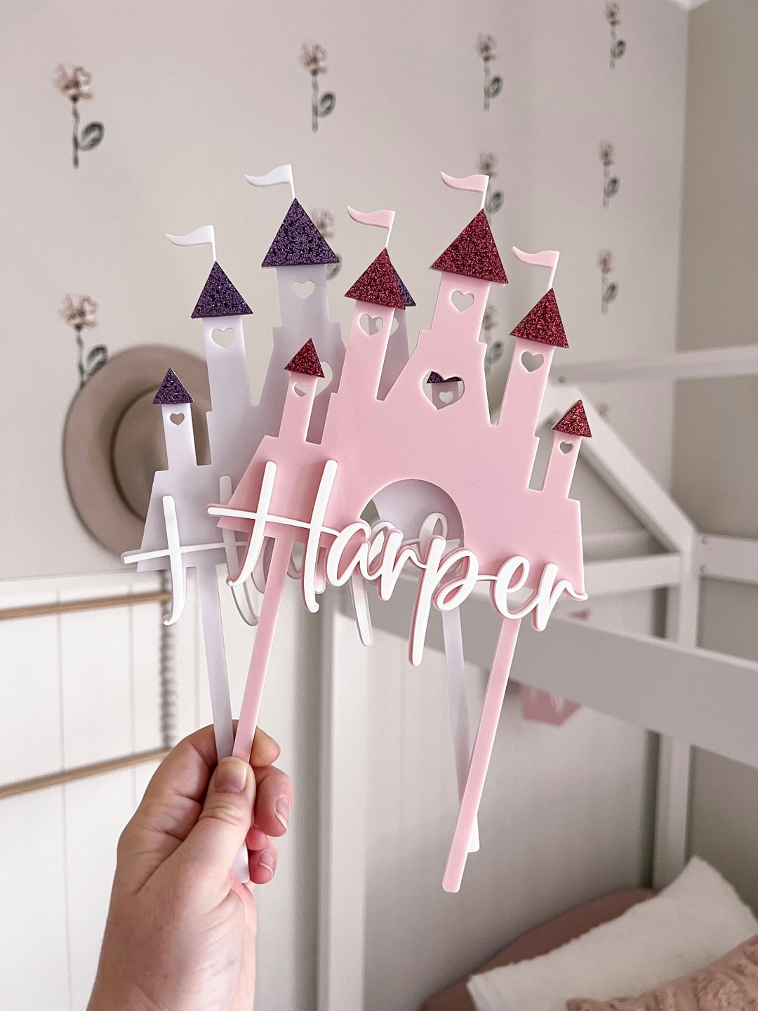 Cake Topper Princess Castle Girl Cake Topper Baby Cake Birthday Cake ...