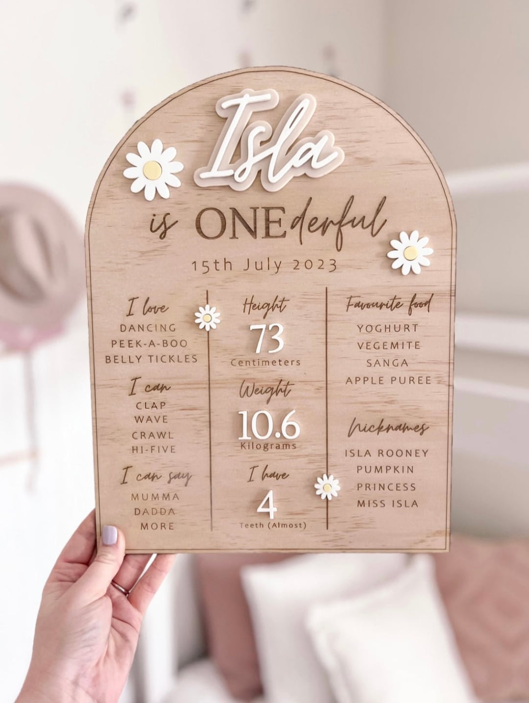 Birthday Board Daisy Theme First Birthday Board Birth Details 1st ...