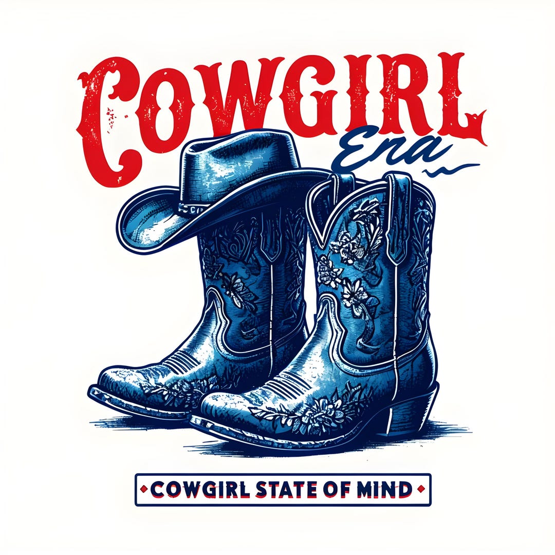 Blue Cowgirl Boots With Hat Poster – Western Wall Art - Etsy