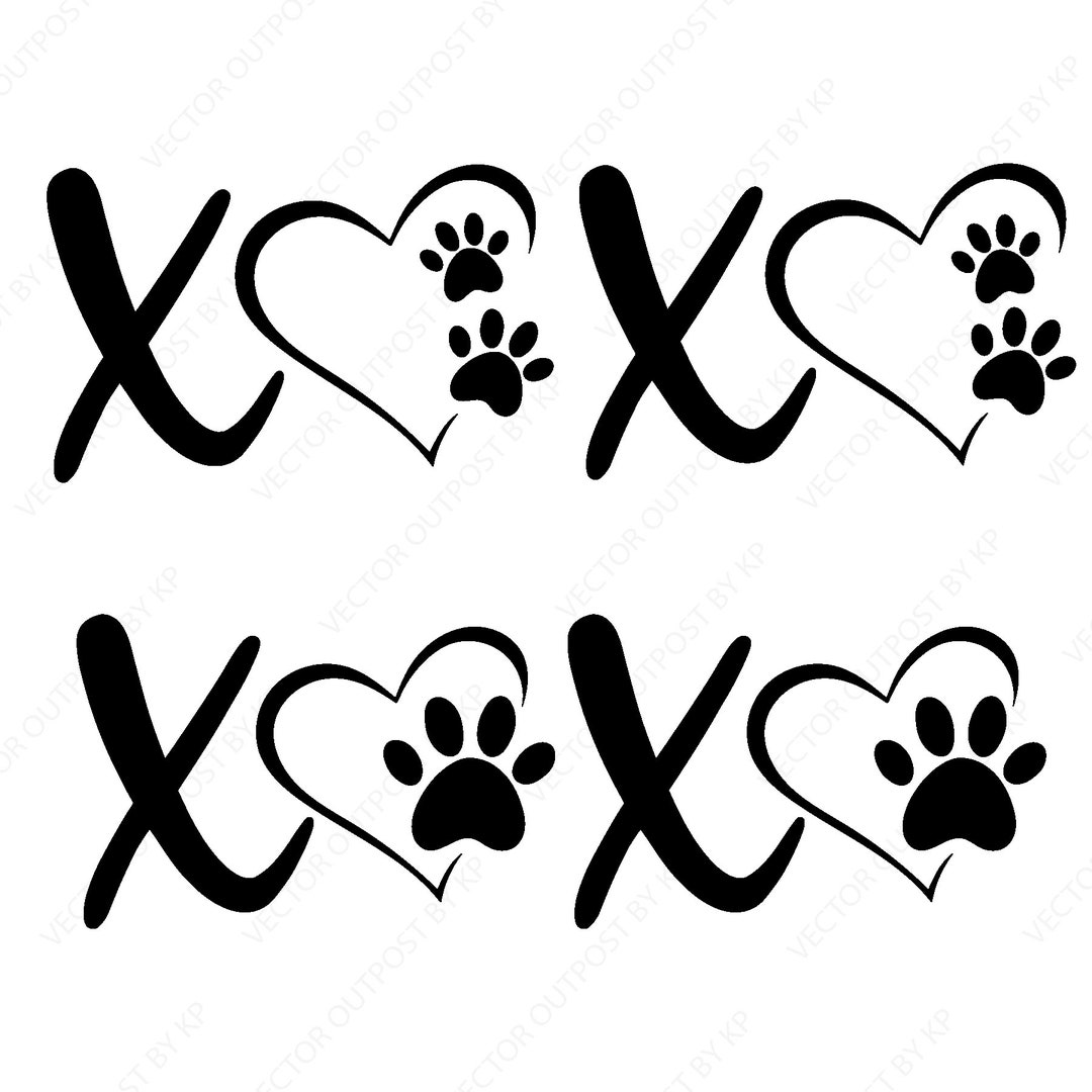 XOXO Love Paw Print, Puppy Love, Paws, Valentine's Day, Cute, Cut Files ...