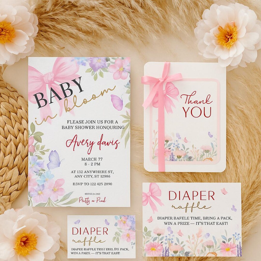 Floral Baby Shower Invitations & Games | Baby in Bloom Printable Bundle ...