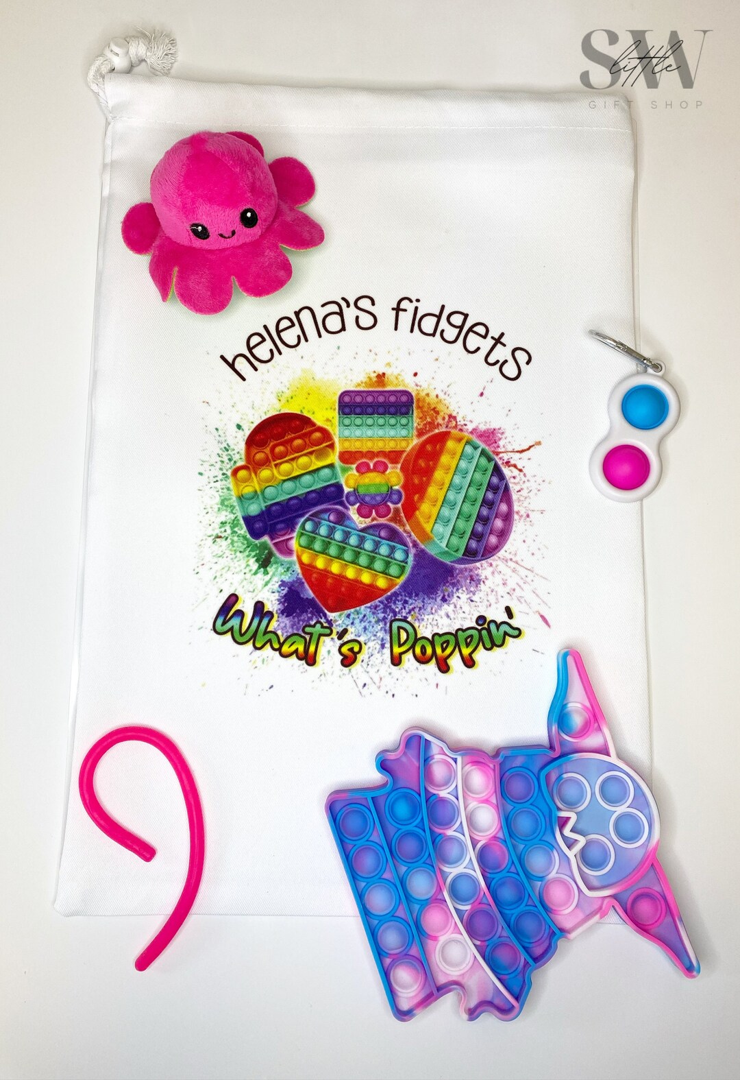 Personalised Toy Bag Fidget Toy Storage Pop It Bag Sensory Toy Storage ...