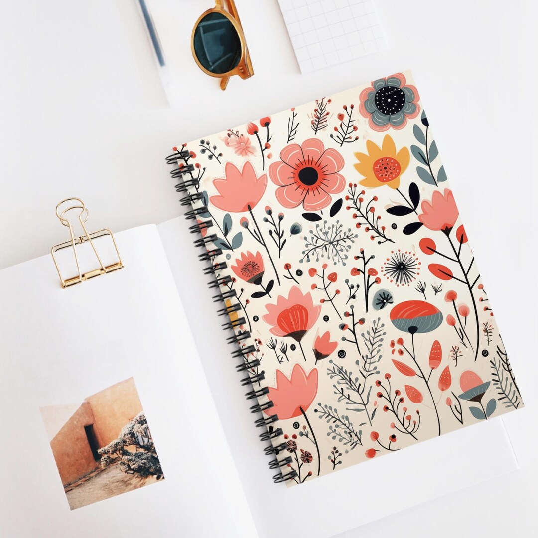 Artsy Pastel Floral Lined Notebook - Etsy