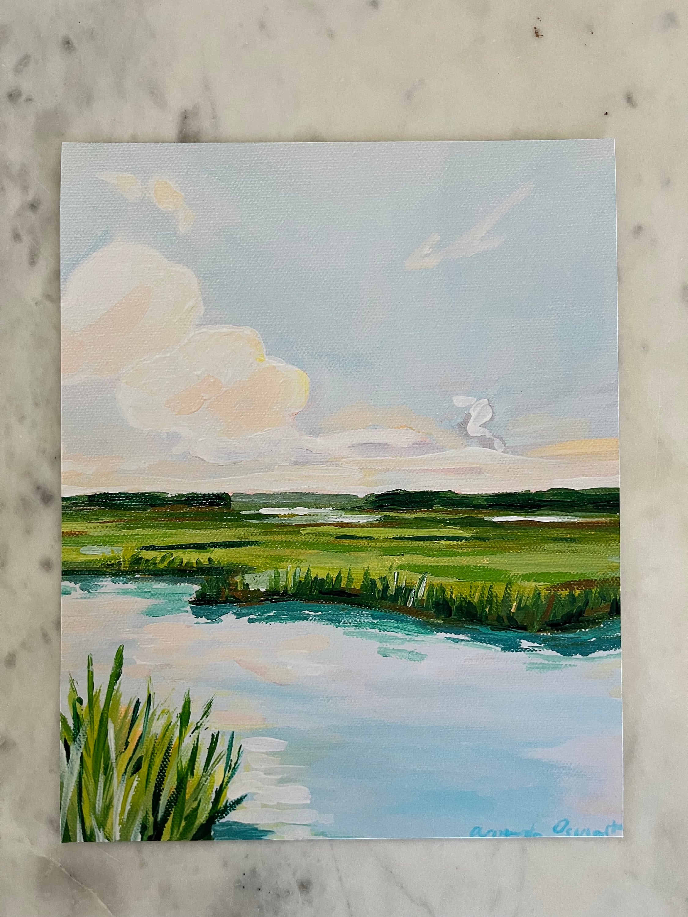 Abstract Marsh Print of 'golden Hour' by Amanda Oswalt, Water Oak Designs, South Carolina Marsh ...