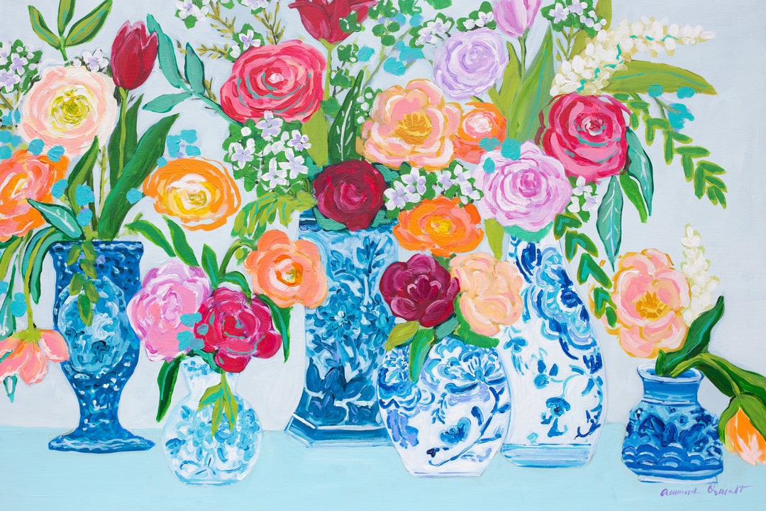 Blue and White Flower Vase Print of 'chinoiserie Collection' by Amanda ...