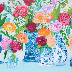 Blue and White Flower Vase Print of 'chinoiserie Collection' by Amanda ...