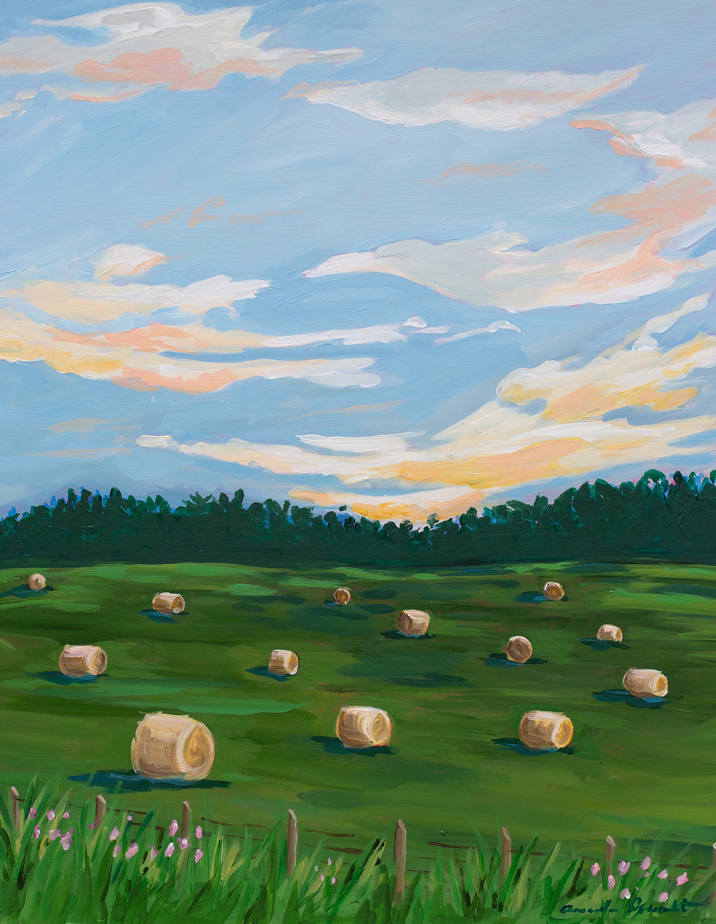 Abstract Field Print of Painting 'rolling Hay Field' by Amanda Oswalt ...