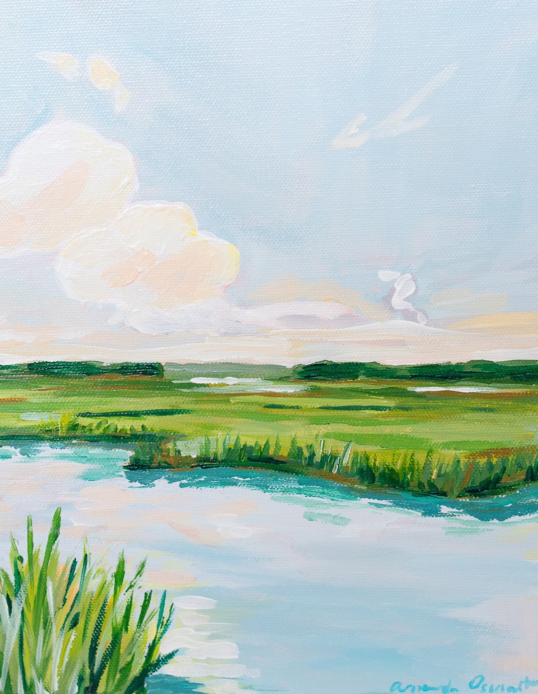 Abstract Marsh Print of 'golden Hour' by Amanda Oswalt, Water Oak ...
