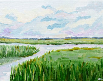 Abstract Marsh Print of 'golden Hour' by Amanda Oswalt, Water Oak ...