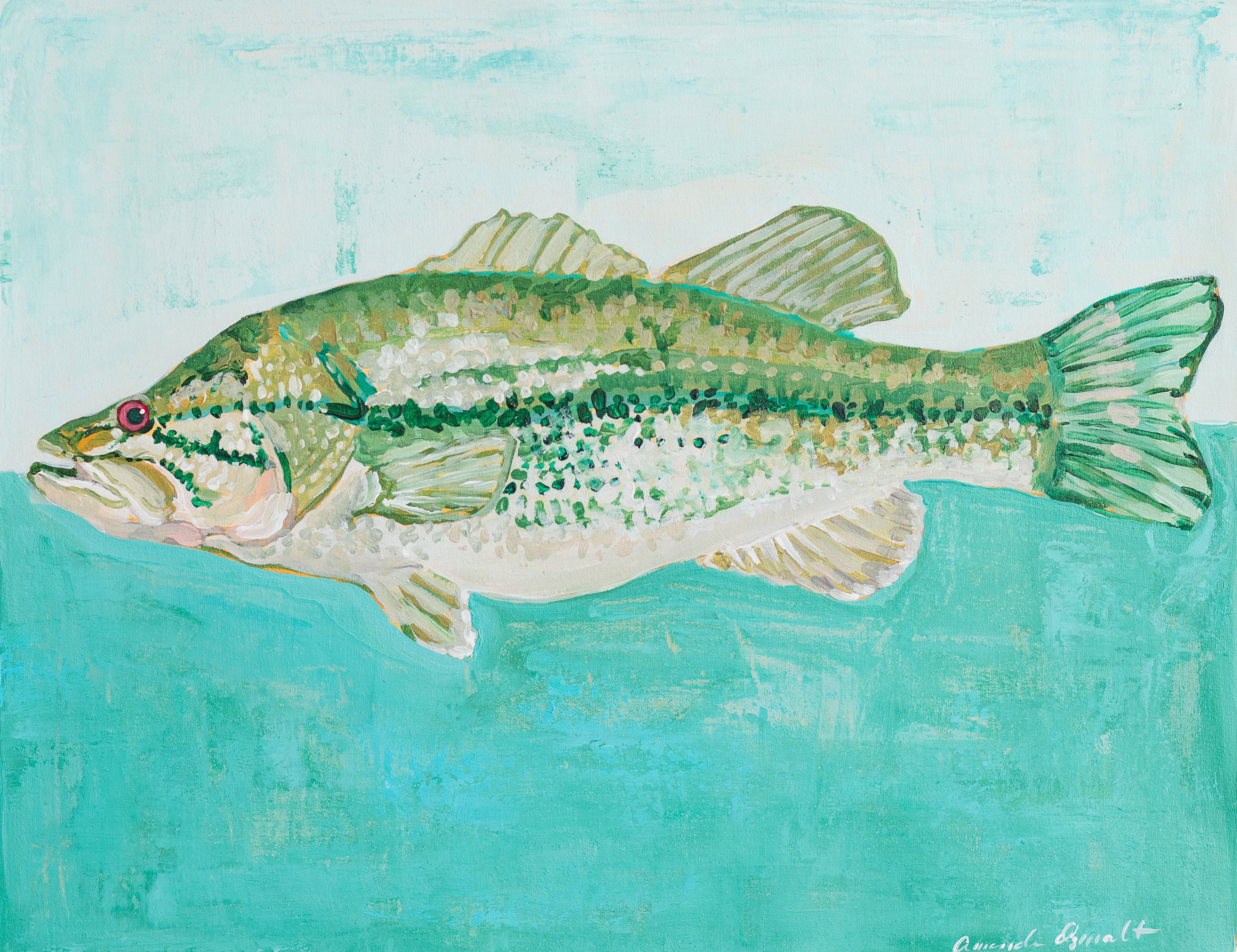 Bass Fish Giclee Print: Colorful Wildlife Painting by Amanda Oswalt - Etsy
