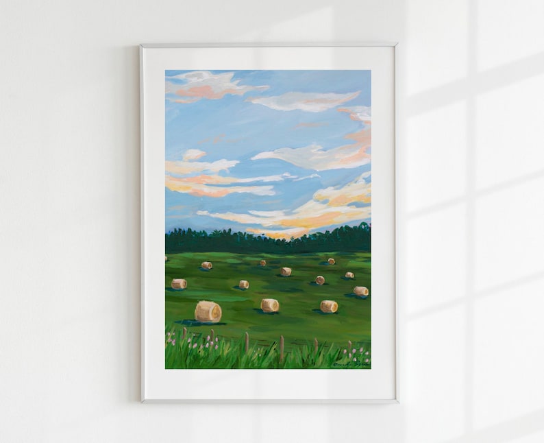 Abstract Field Print of Painting 'rolling Hay Field' by Amanda Oswalt ...