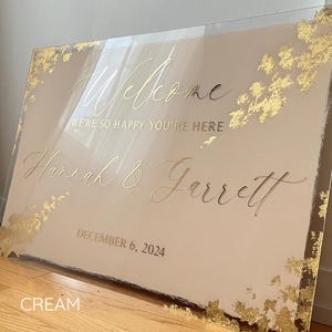 Welcome to Our Wedding, Acrylic Wedding Sign, Modern Brushstroke, Gold ...