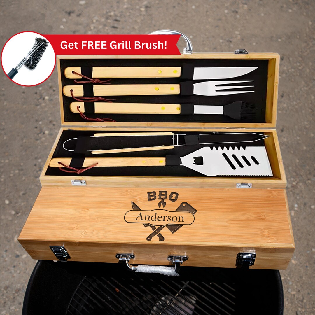 Custom BBQ Set for Dad Grill Set Personalized BBQ 5-piece Tool - Etsy