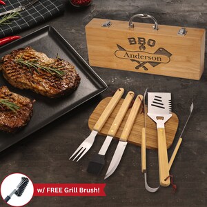 Custom BBQ Set for Dad Grill Set Personalized BBQ 5-piece Tool - Etsy