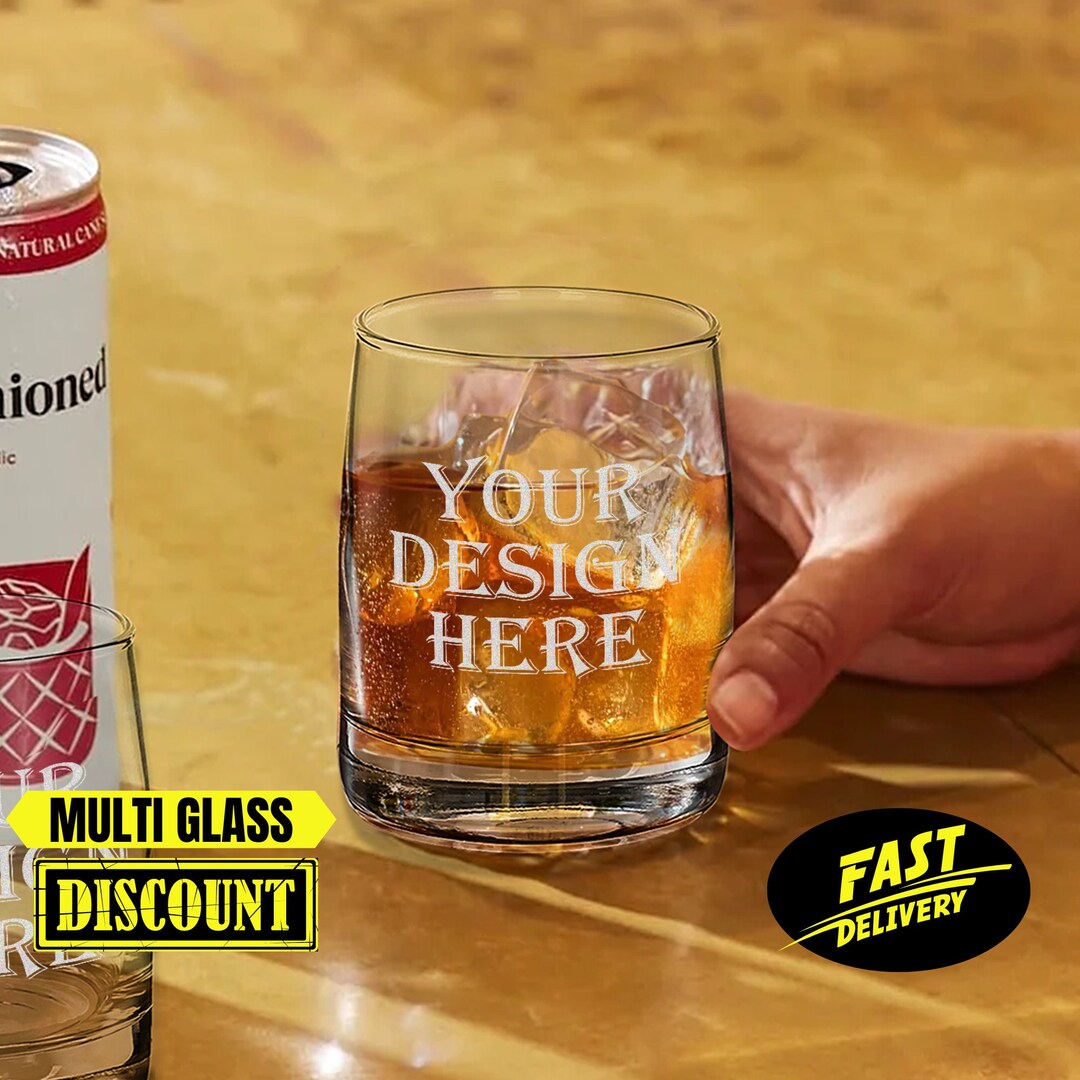 Custom Whiskey Glass Design Your Own 12oz Etched Rocks Glass - Etsy