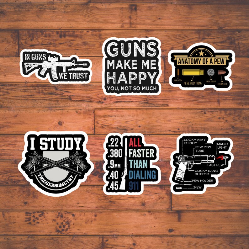 Gun Sticker Pack, Computer Stickers, Water Bottle Stickers - Etsy