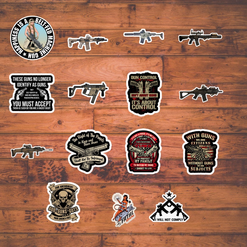 Gun Sticker Pack Computer Stickers Water Bottle Stickers - Etsy