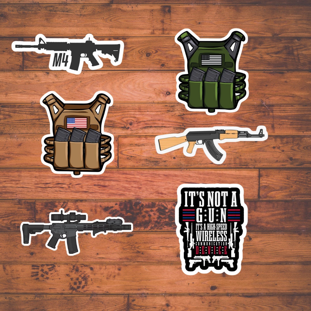 Gun Sticker Pack, Computer Stickers, Water Bottle Stickers - Etsy