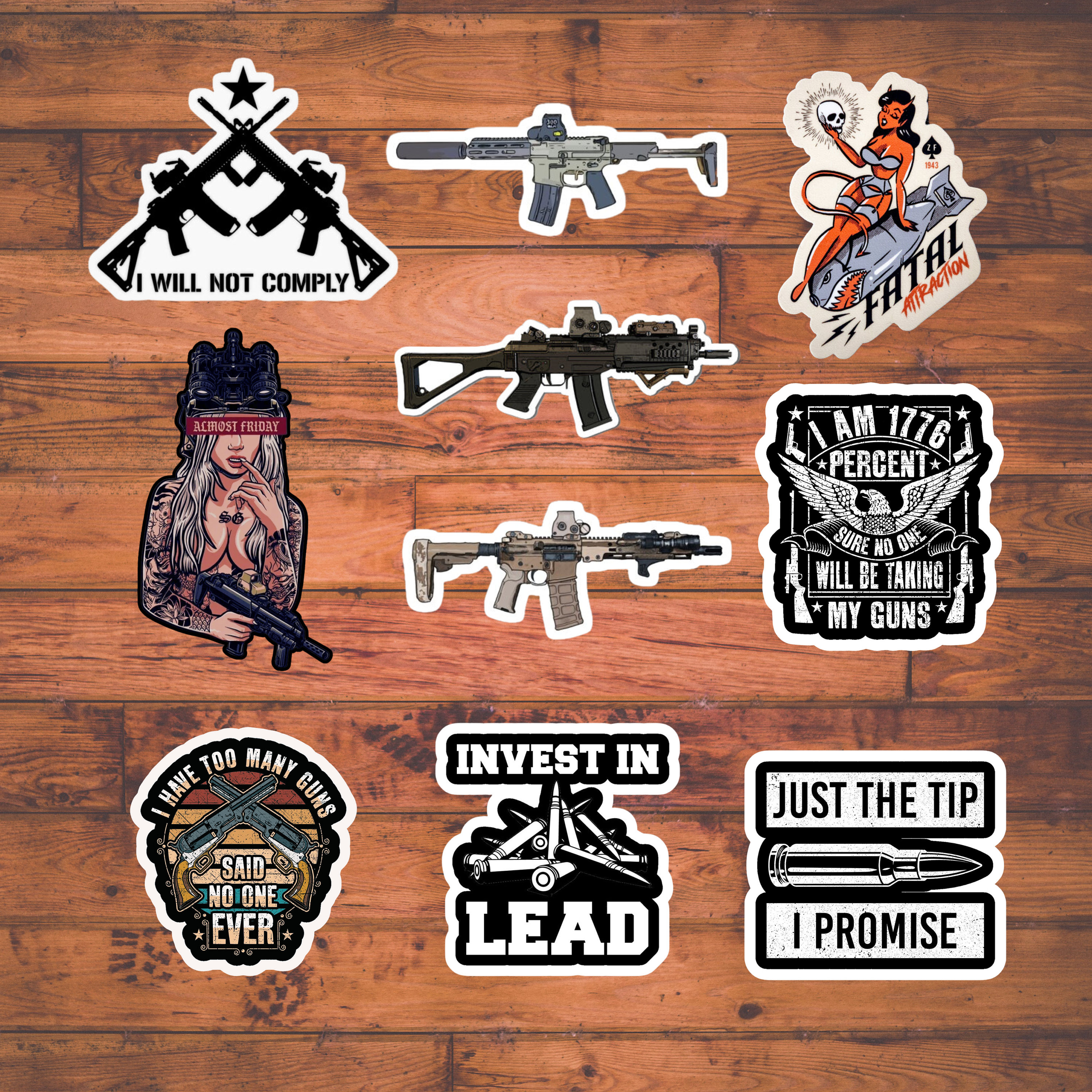 Gun Sticker Pack, Computer Stickers, Water Bottle Stickers - Etsy