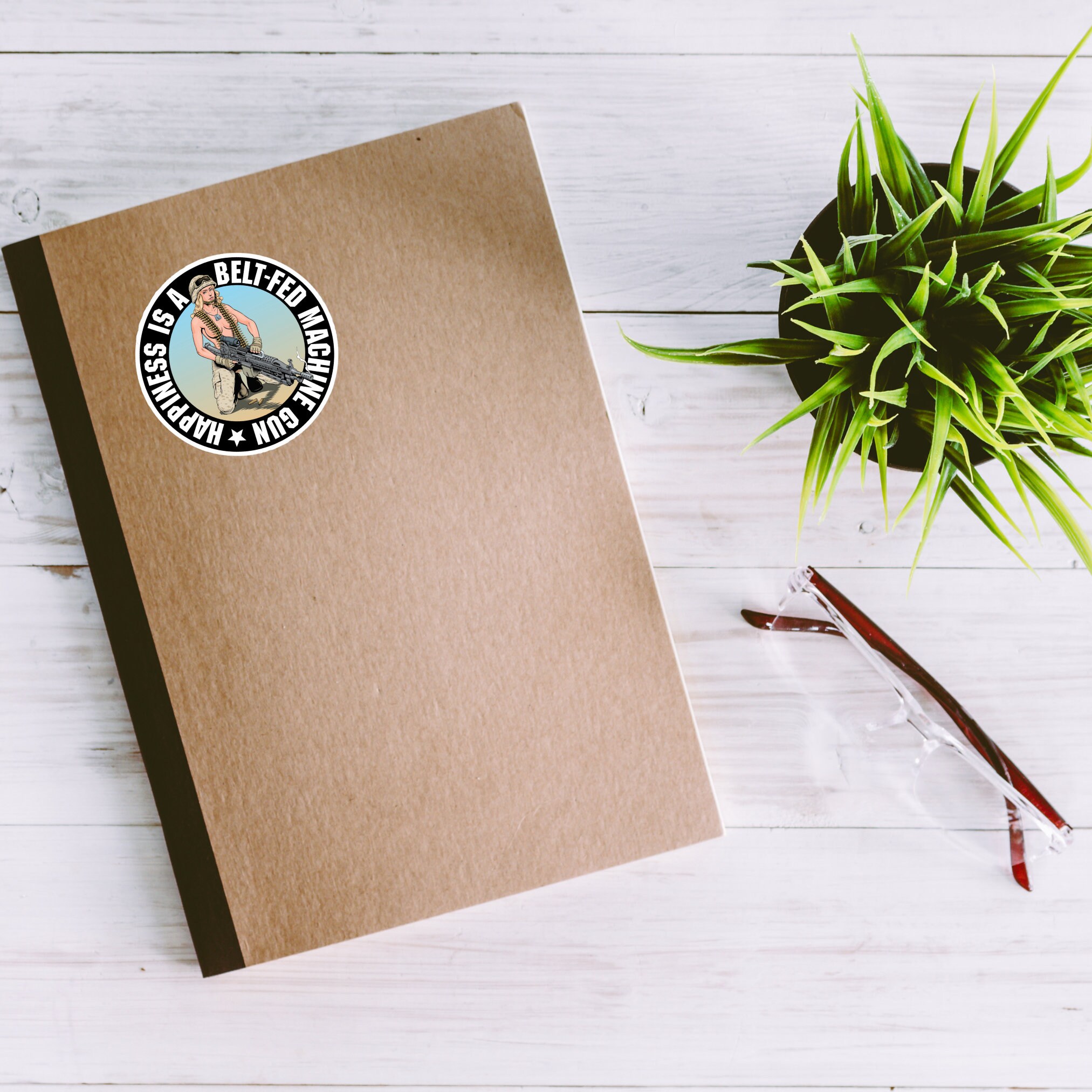 Machine Gun Girl Sticker. Happiness is a Belt Fed Machine Gun Sticker ...