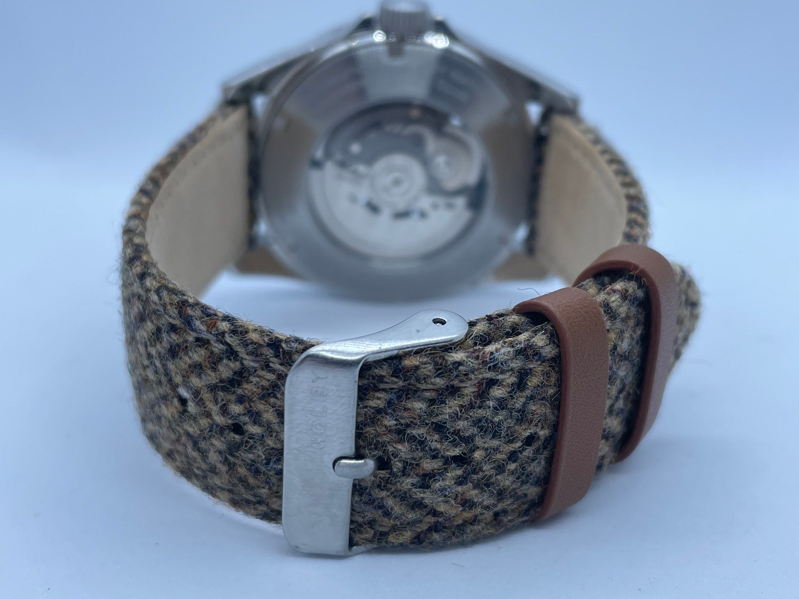 22mm, Light Brown Harris Tweed Style Watch Strap With Steel Buckle and ...