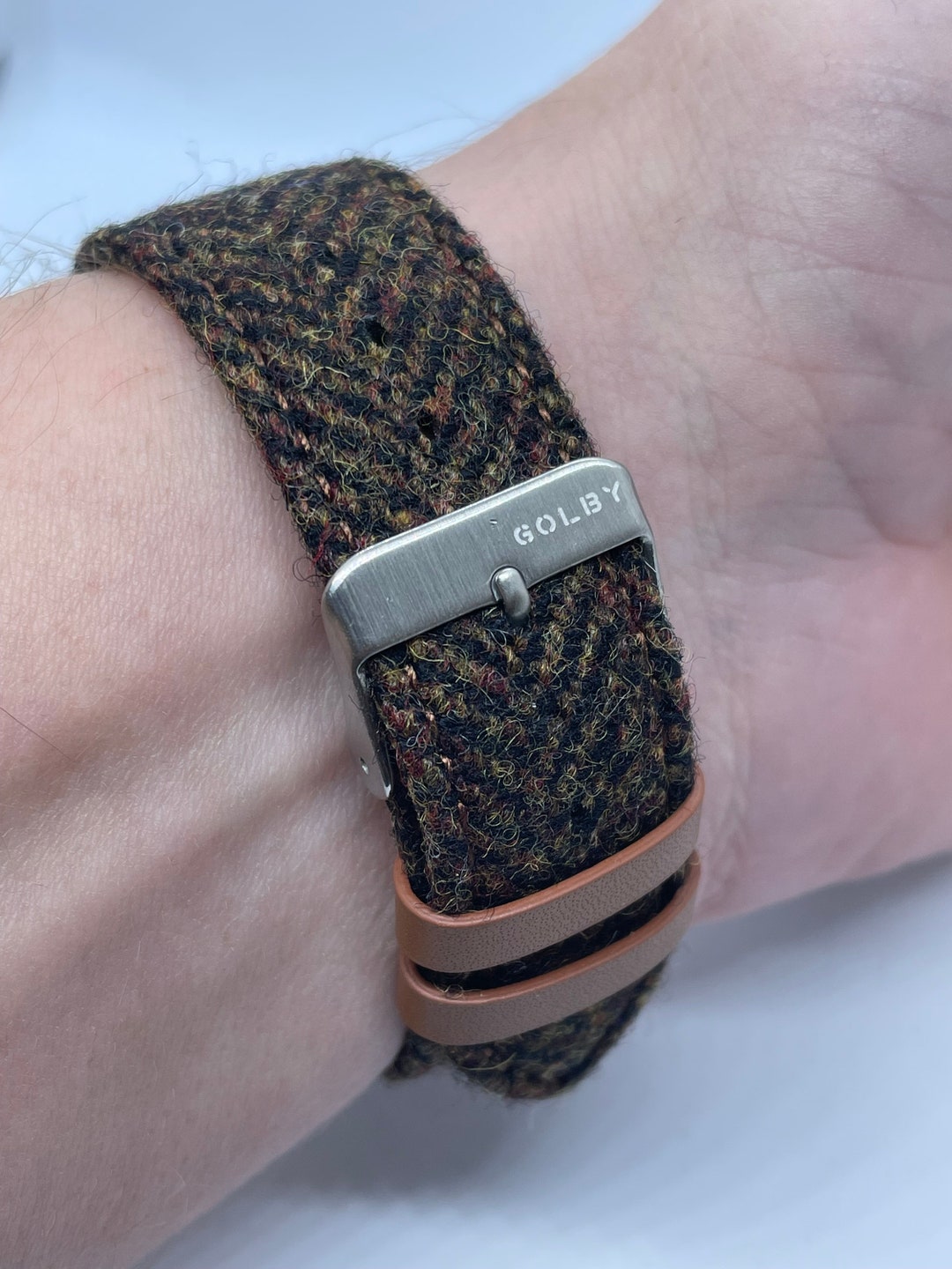 20mm, Dark Brown Harris Tweed Style Watch Strap With Steel Buckle and ...