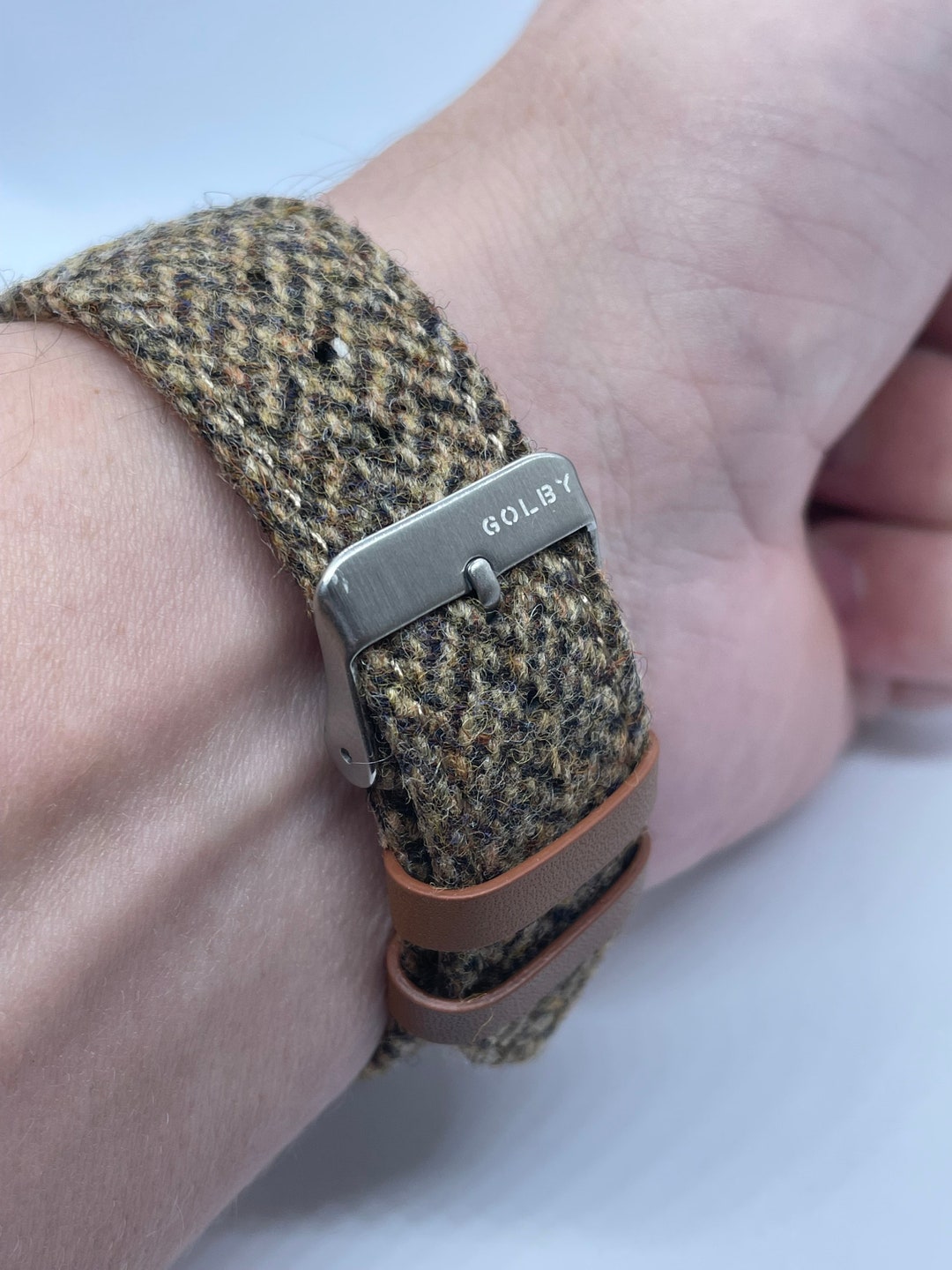 20mm, Light Brown Harris Tweed Style Watch Strap With Steel Buckle and ...