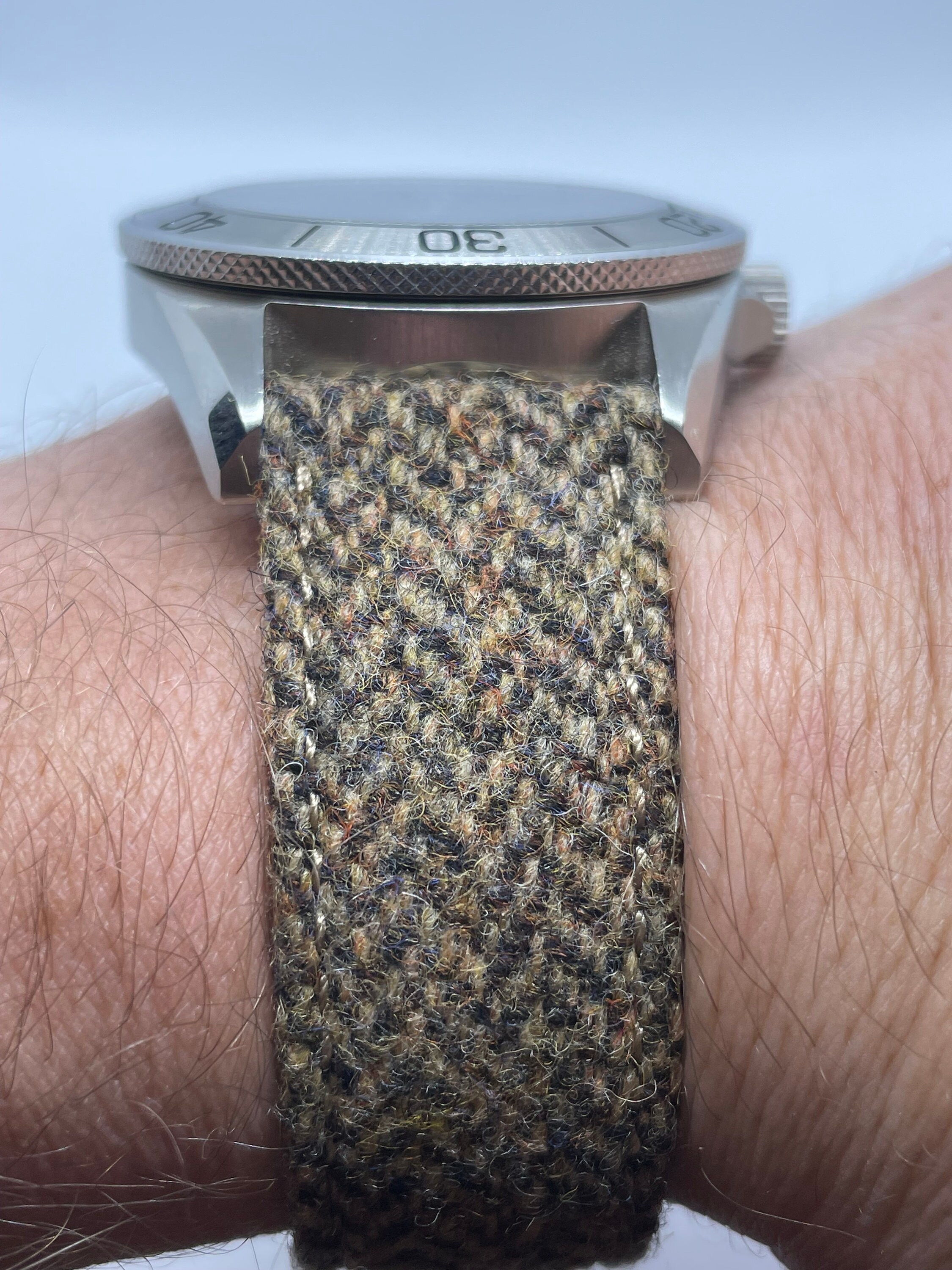 22mm, Light Brown Harris Tweed Style Watch Strap With Steel Buckle and ...