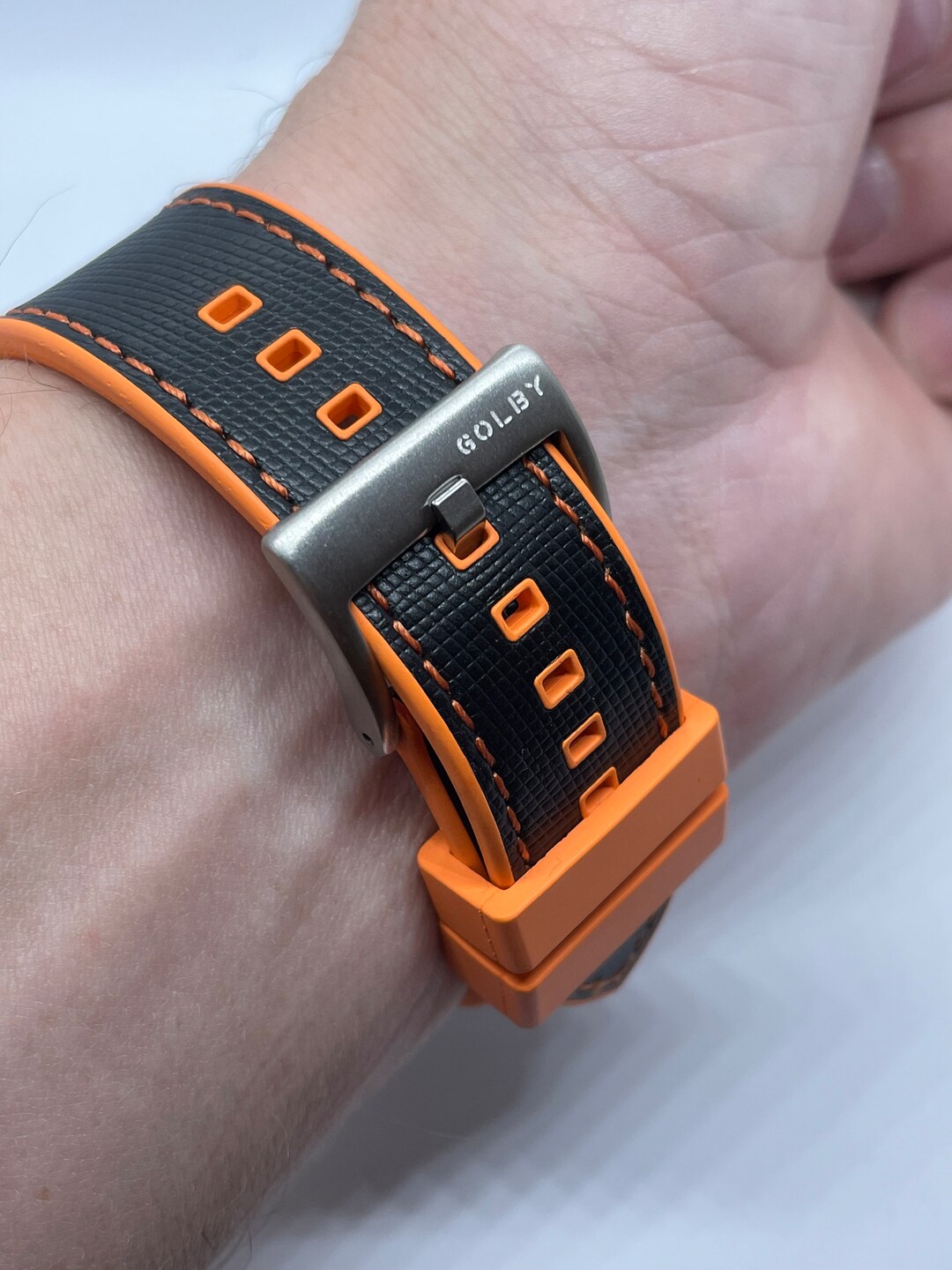 20mm, Black and Orange Hybrid Rubber Strap With Steel Buckle (quick ...