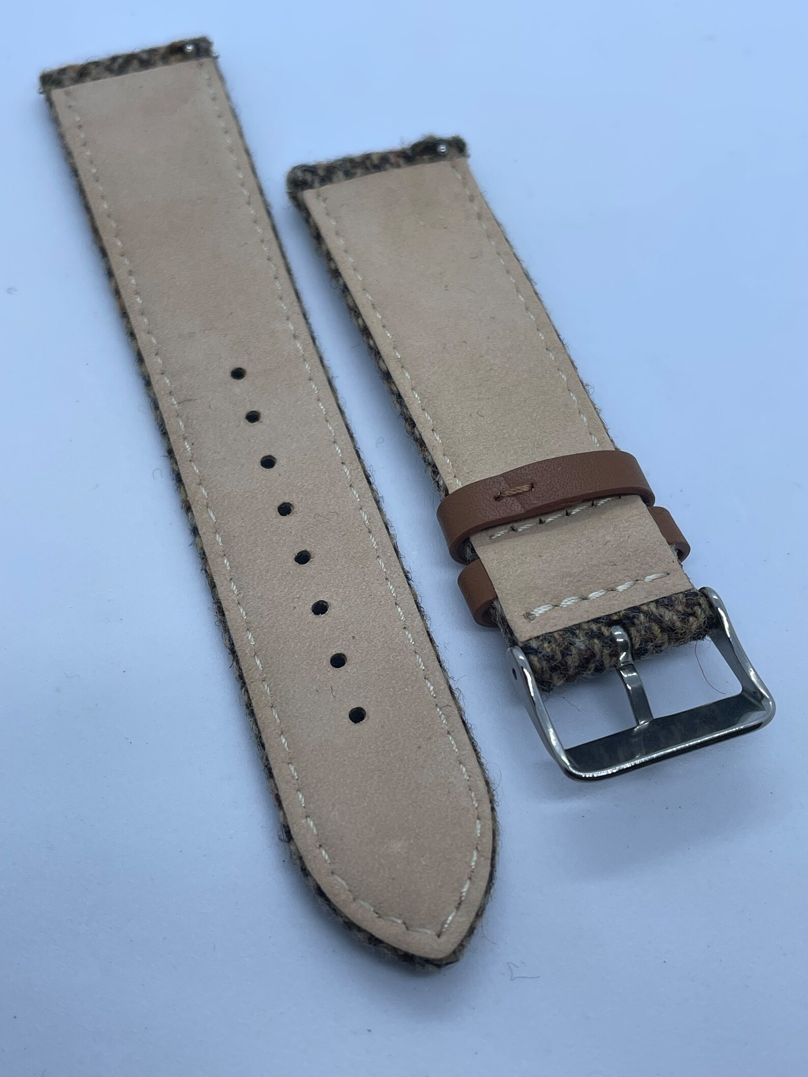 22mm, Light Brown Harris Tweed Style Watch Strap With Steel Buckle and ...