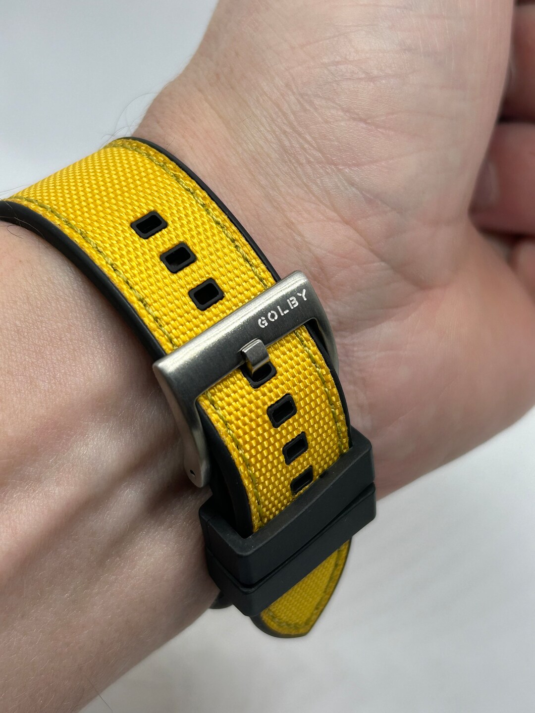 20mm & 22mm, Yellow and Black Hybrid Rubber Strap With Steel Buckle ...