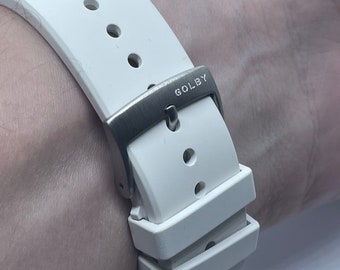 Premium FKM Rubber Hinge Watch Strap / White 20/22mm Quick Release ...