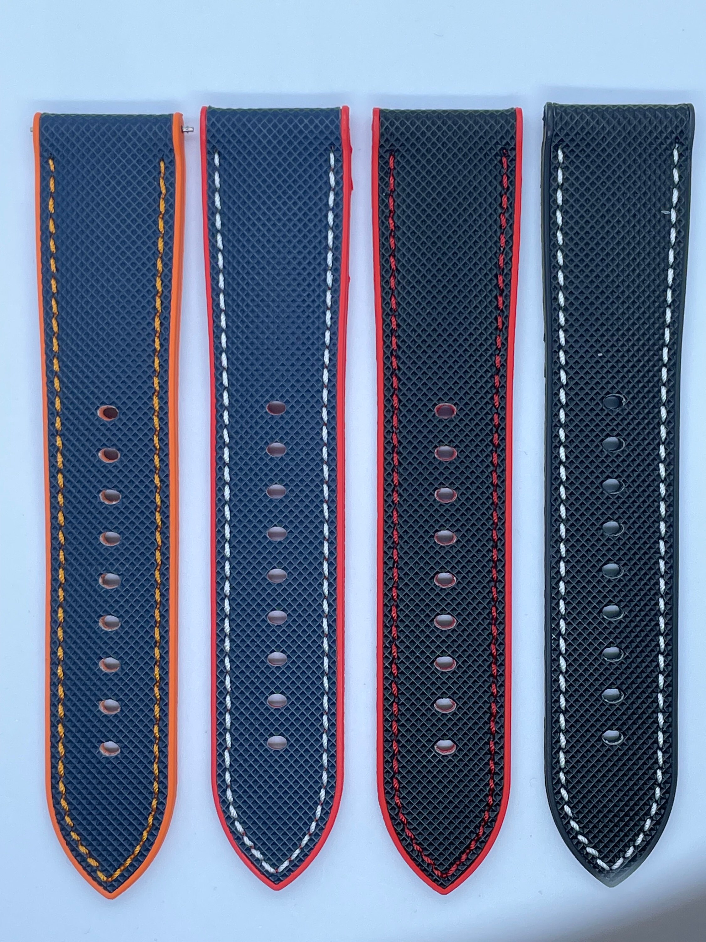 22mm Black and Red Hybrid Rubber Strap With Red Stitching and - Etsy