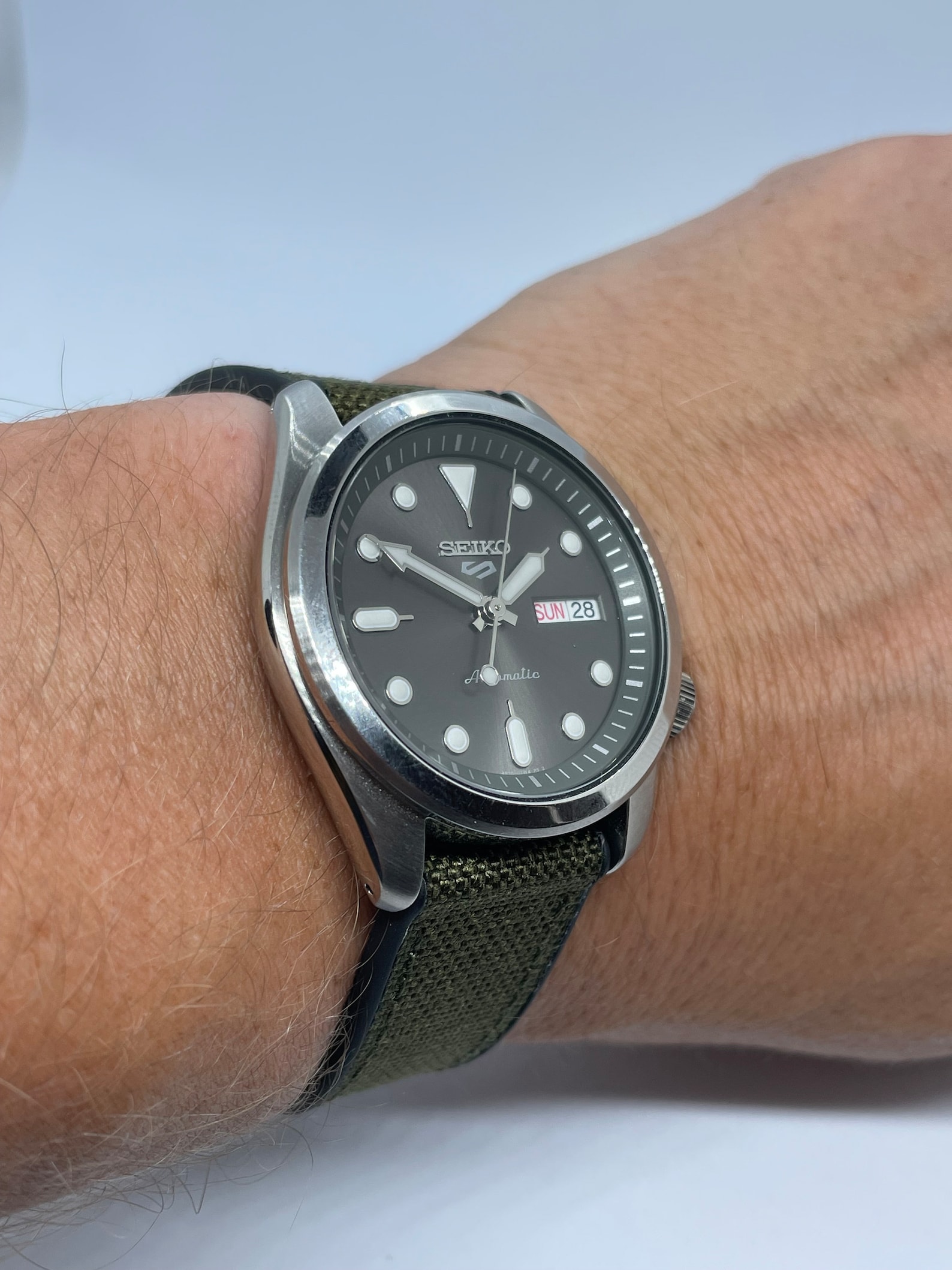 20mm, Green and Black Hybrid Rubber and Nylon Strap With Green ...