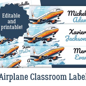 Airplane Desk Name Tags | Editable and Printable - Etsy