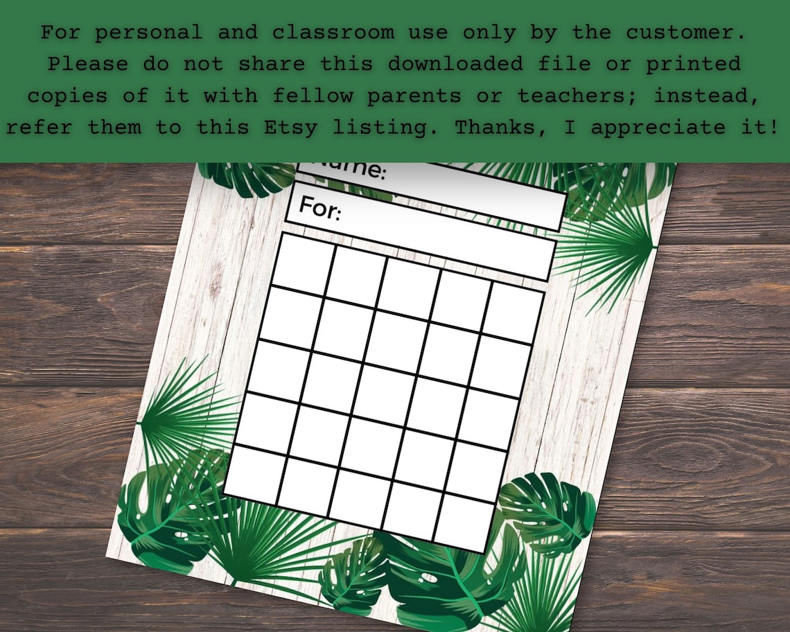 Printable Incentive Chart Plant Theme - Etsy