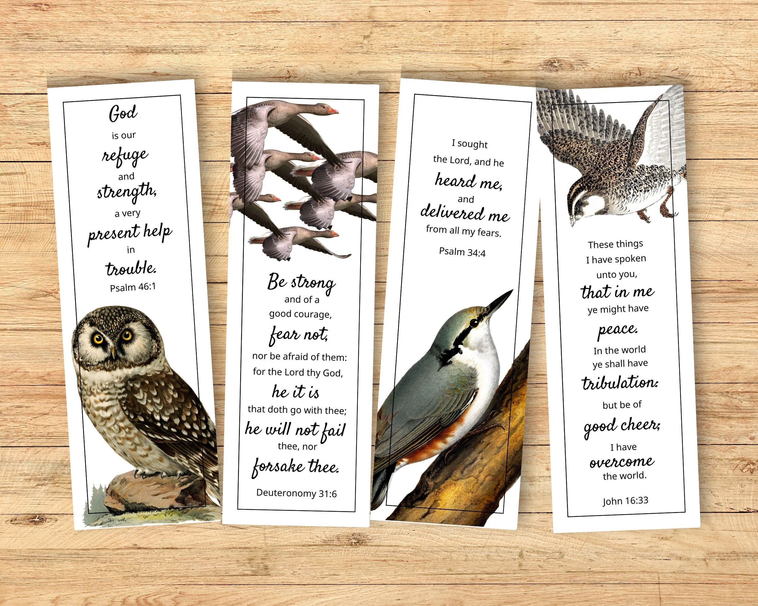 Printable Bible Verse Bird Bookmarks | Set of 4 - Etsy